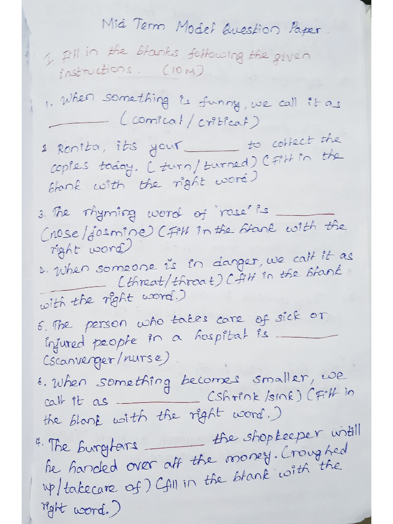 English Revision Questions | PDF