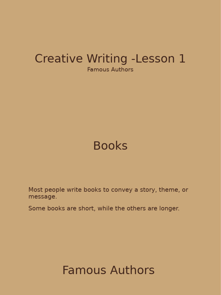 Creative Writing Lesson One | PDF
