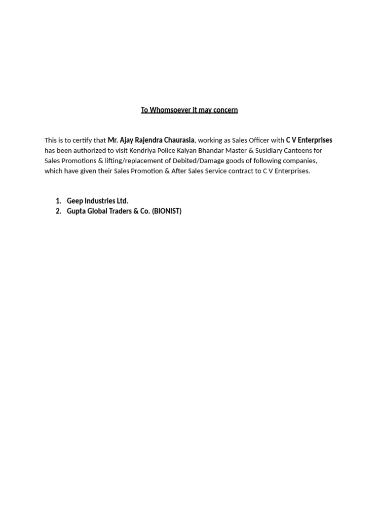 Authority Letter Ajay | PDF