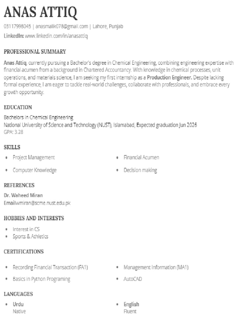 Anas CV | PDF