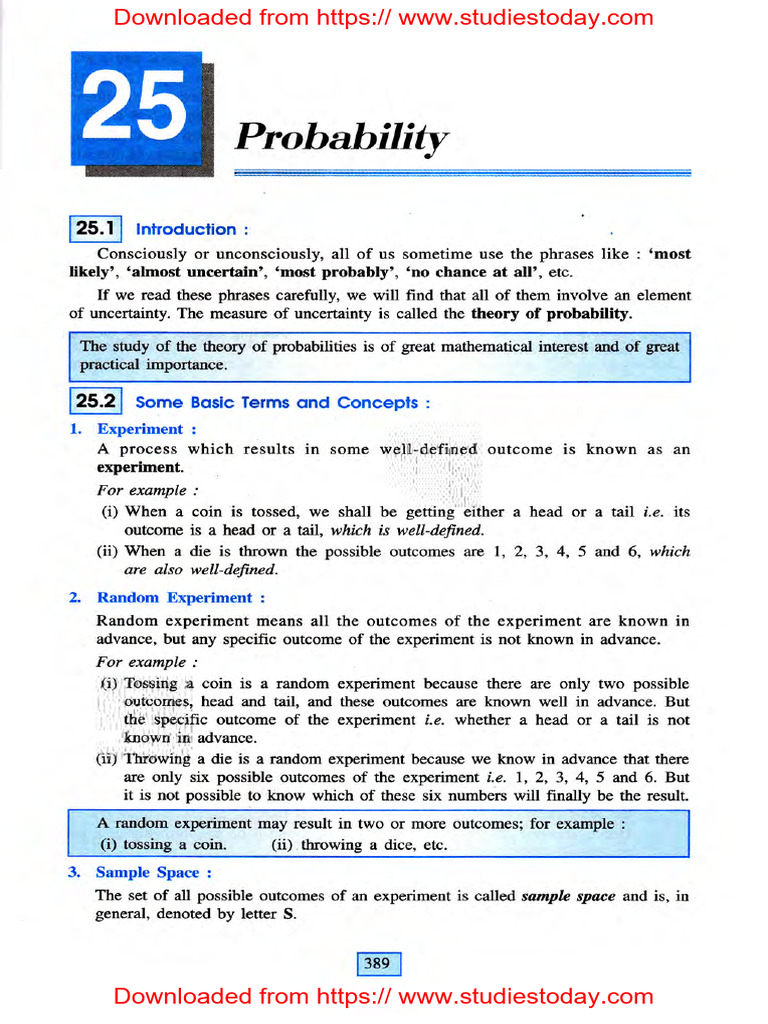 ICSE Class 10 Bansal Maths Chapter 25 Probability | PDF