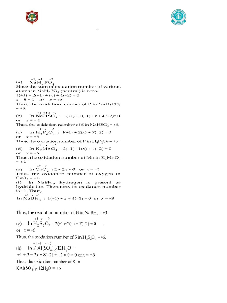 XI CHAP 7 SOLNS | PDF | Redox | Physical Sciences