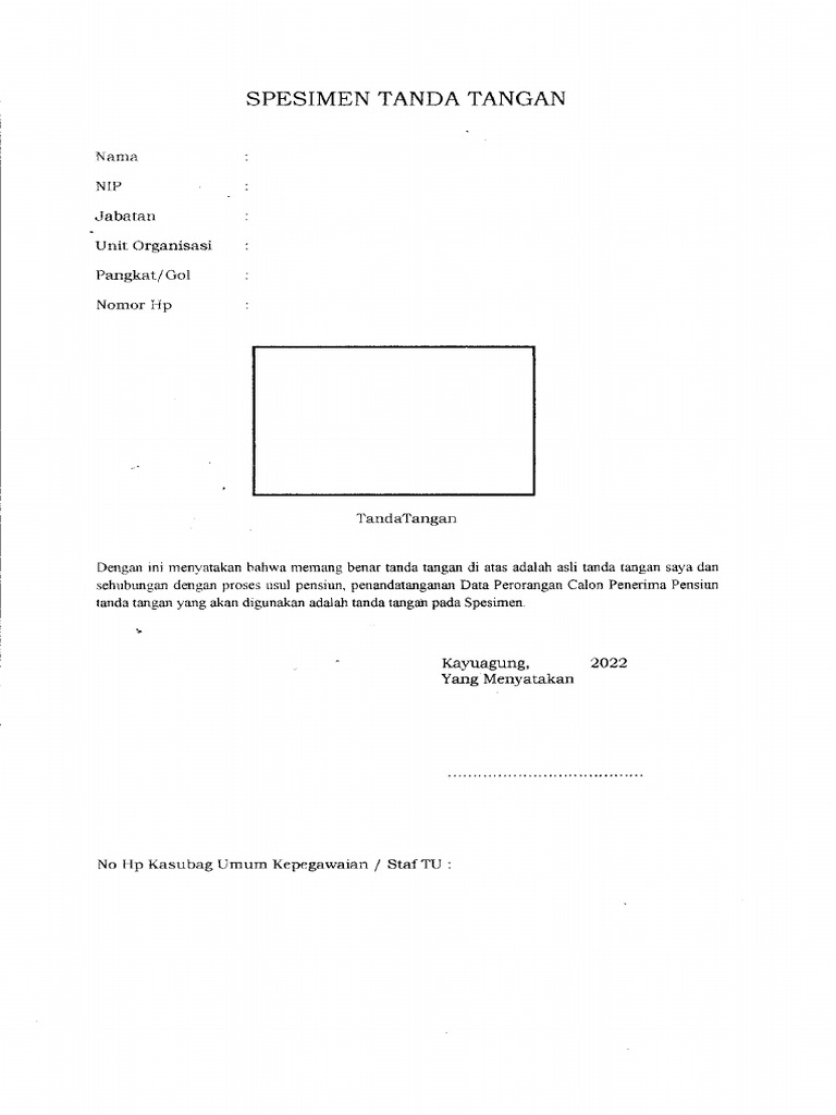 SPESIMEN TANDA TANGAN | PDF
