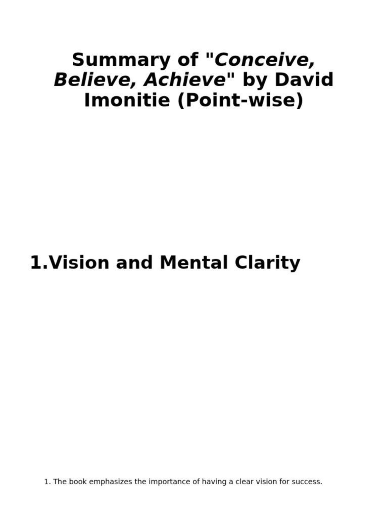 Conceive Believe Achieve | PDF | Goal | Mindset