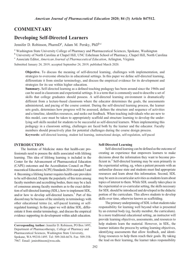 304 - Developing Self Directed Learning | PDF | Learning | Behavior Modification