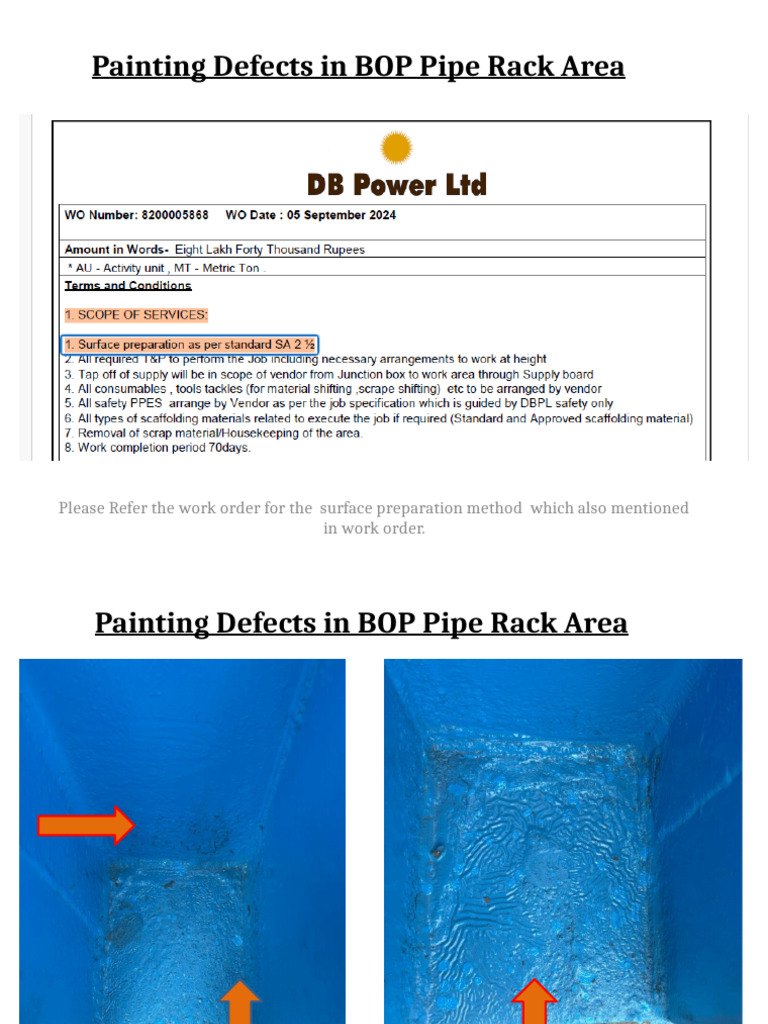 Paint Defects in BOP Pipe Rack Area | PDF