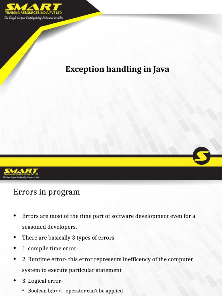 Chapter 3 Exception Handling Pdf Java Programming Language Software Engineering