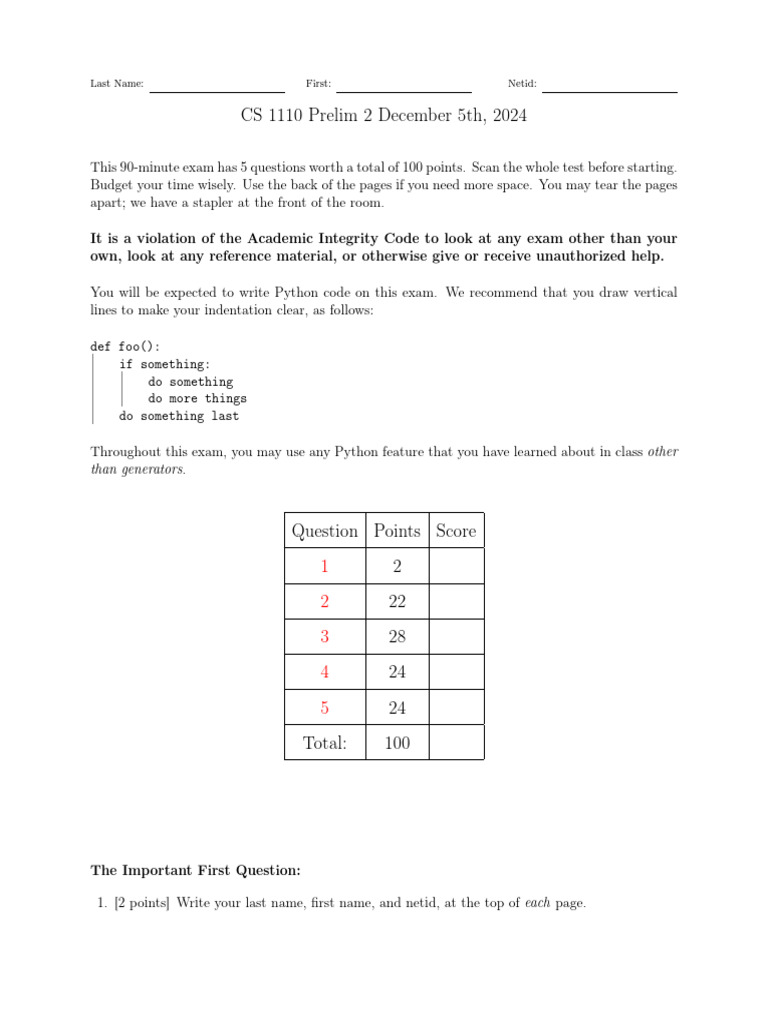 2024-fall-prelim2 | PDF | Programming Paradigms | Computer Programming