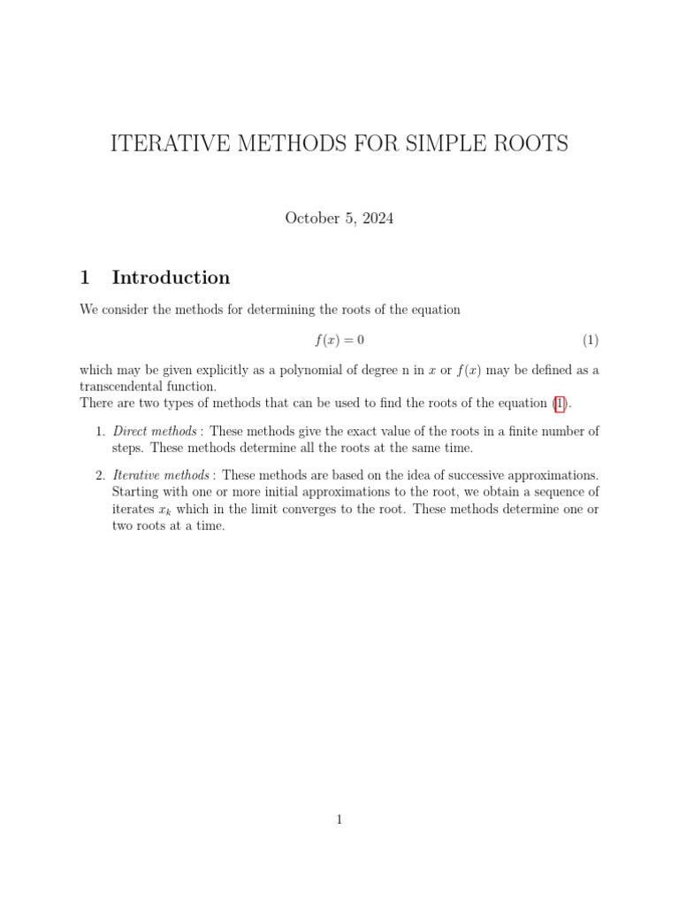 Iterative Methods For Simple Roots | PDF | Polynomial | Zero Of A Function
