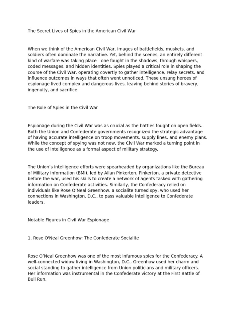 The Secret Lives of Spies in the American Civil War | PDF | Espionage ...