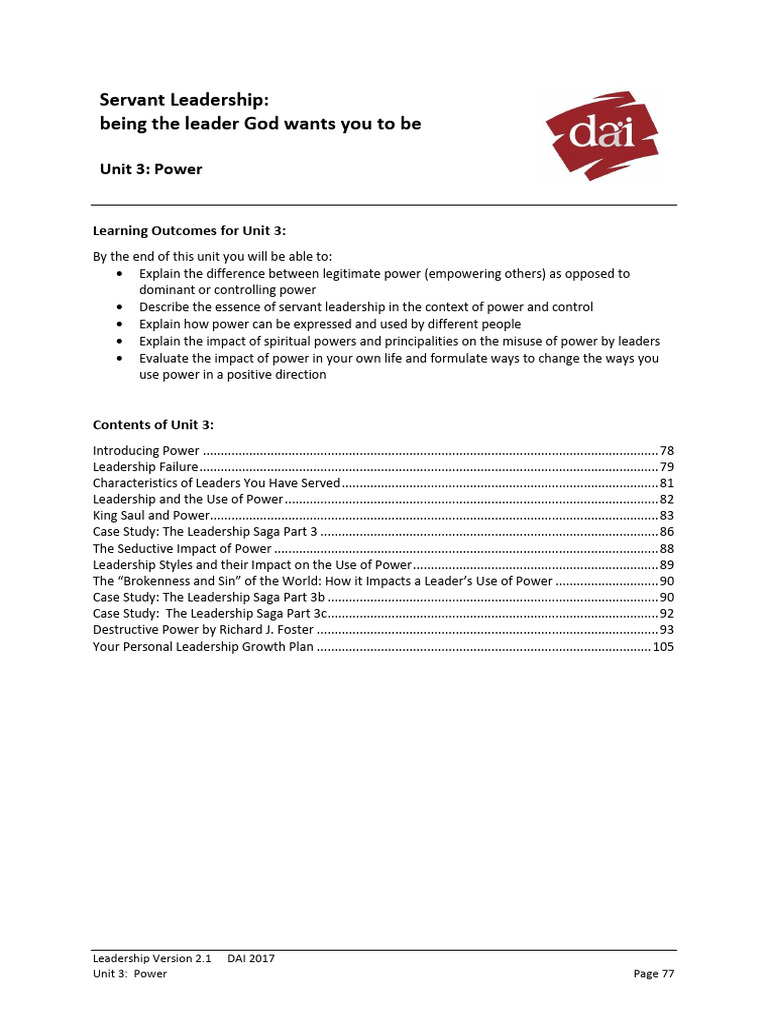 Unit 3 Power | PDF | Power (Social And Political) | Leadership