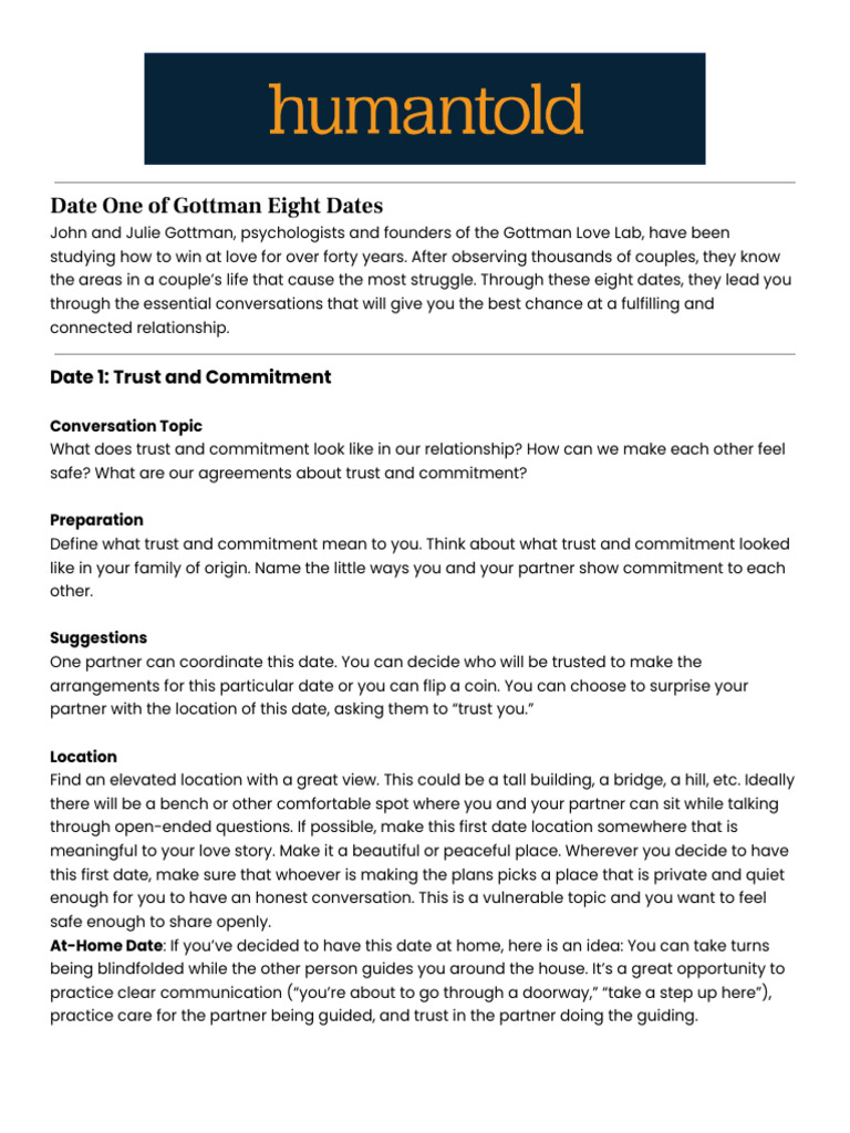 Eight Dates: Trust and Commitment Guide | PDF | Psychology | Social ...