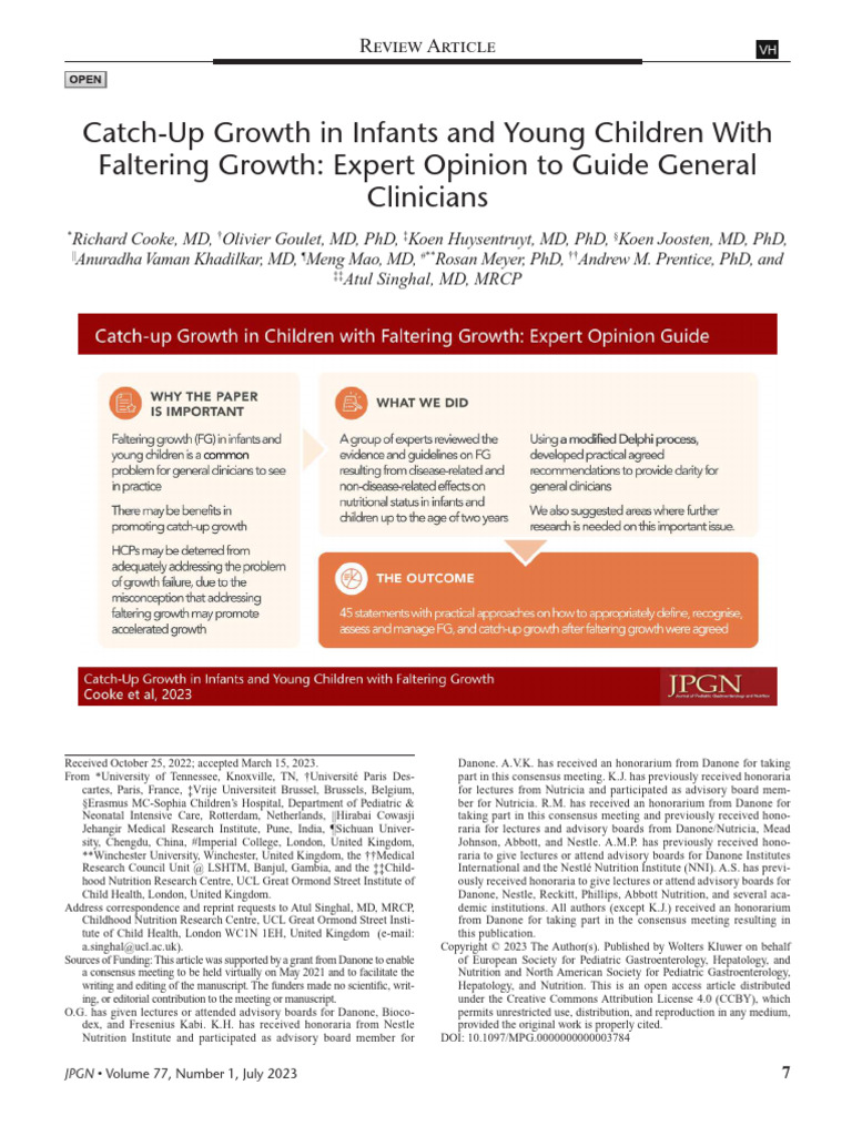 J Pediatr Gastroenterol Nutr - 2023 - Cooke - Catch‐Up Growth in ...