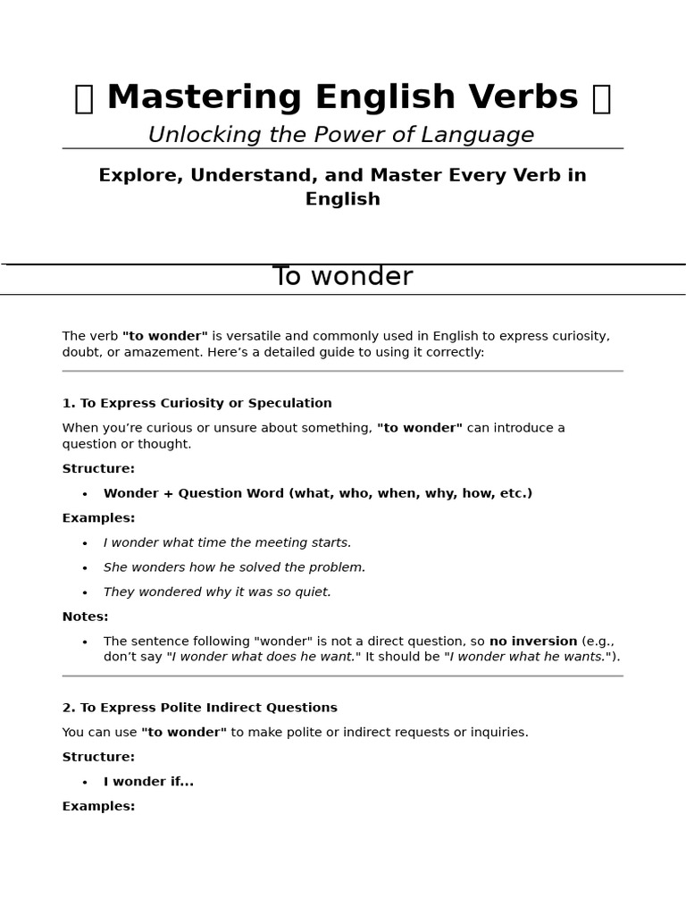 English Verbs | PDF | Question | Verb