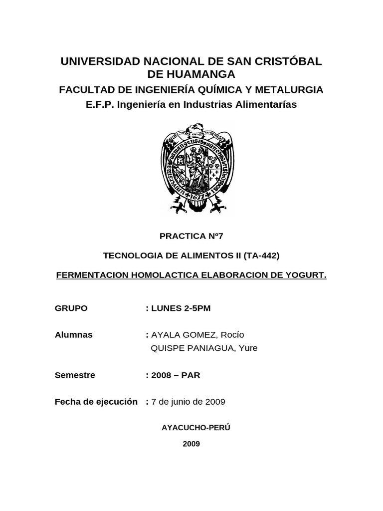Practica7 Doclacteo | PDF | Yogur | Fermentación