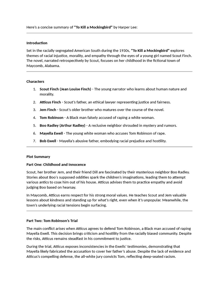 Resolution in To Kill a Mockingbird | PDF | To Kill A Mockingbird | Justice