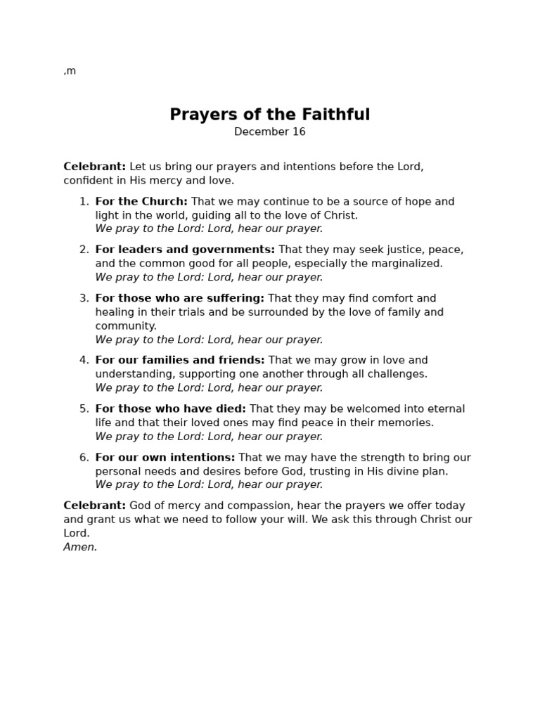 Advent Prayers of the Faithful 2023 | PDF | Prayer | Mercy