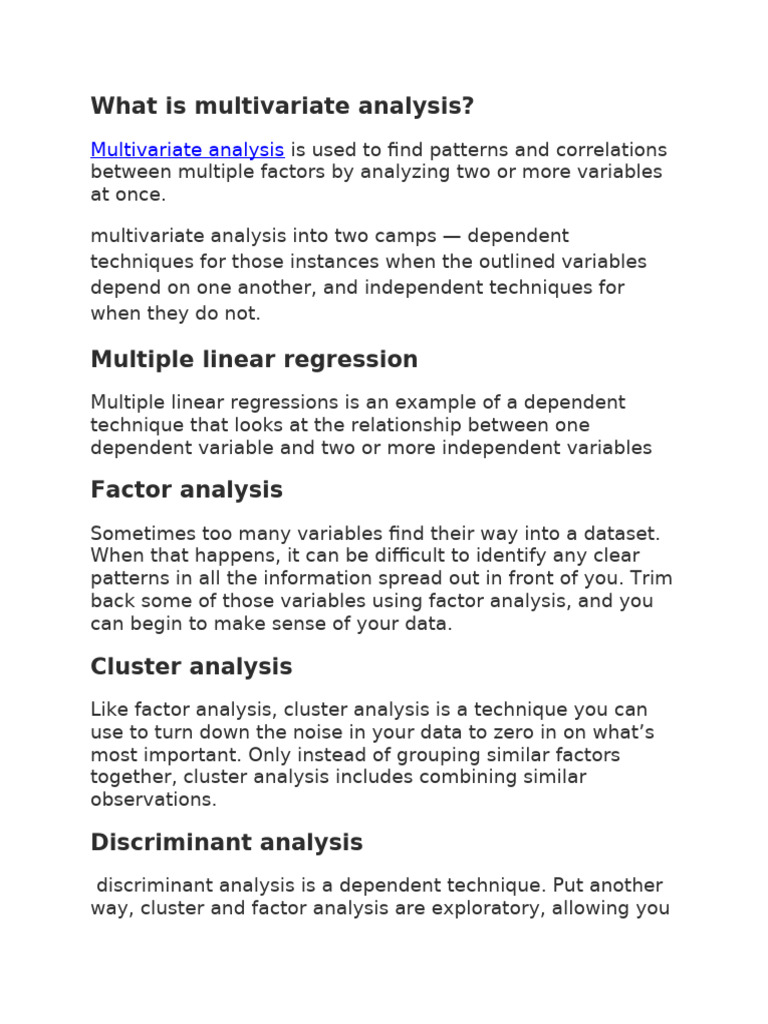 What Is Multivariate Analysis | PDF | World Intellectual Property Organization | World Trade ...