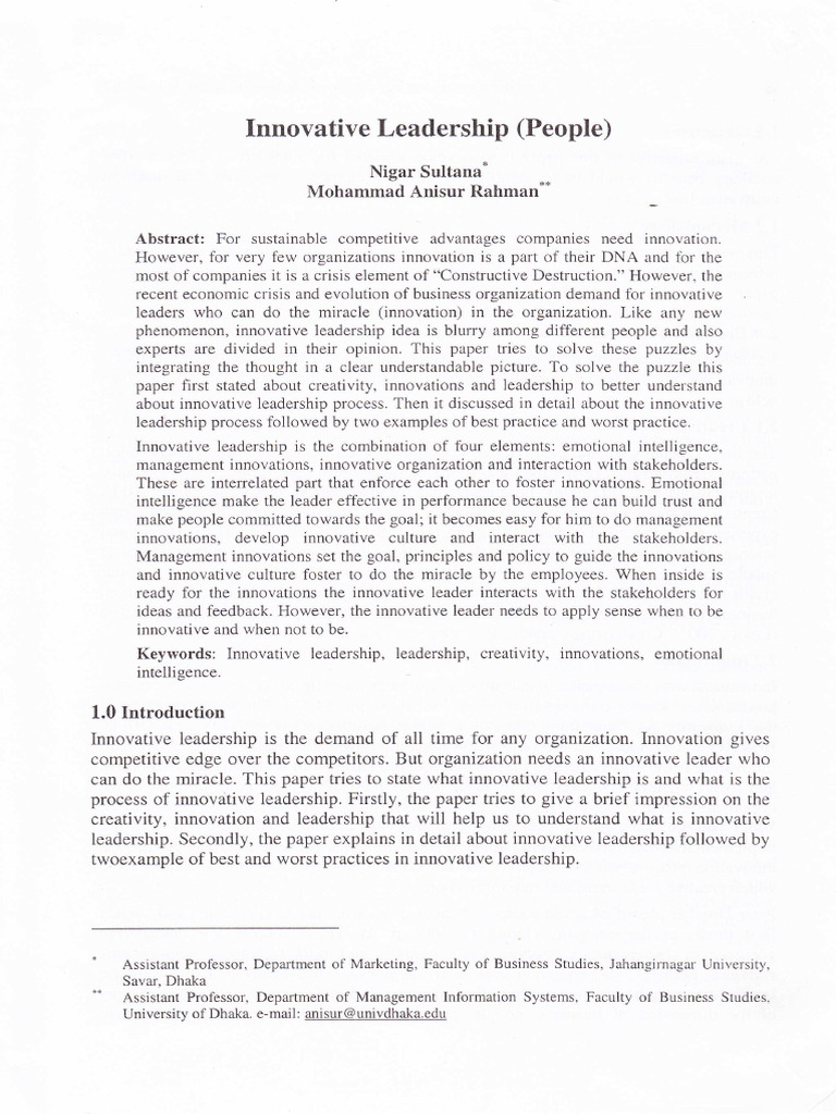 Innovative Leadership | PDF | Leadership | Innovation