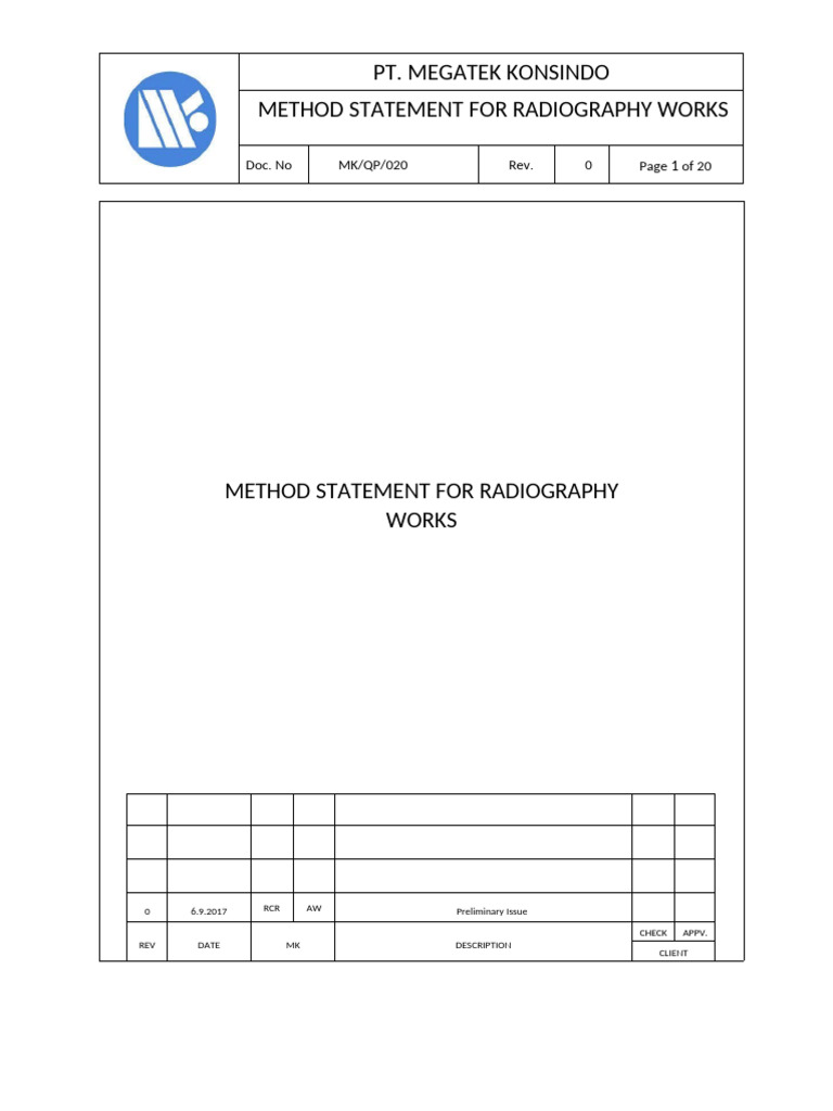 Method Statement Radiography Works | PDF | Nondestructive Testing ...