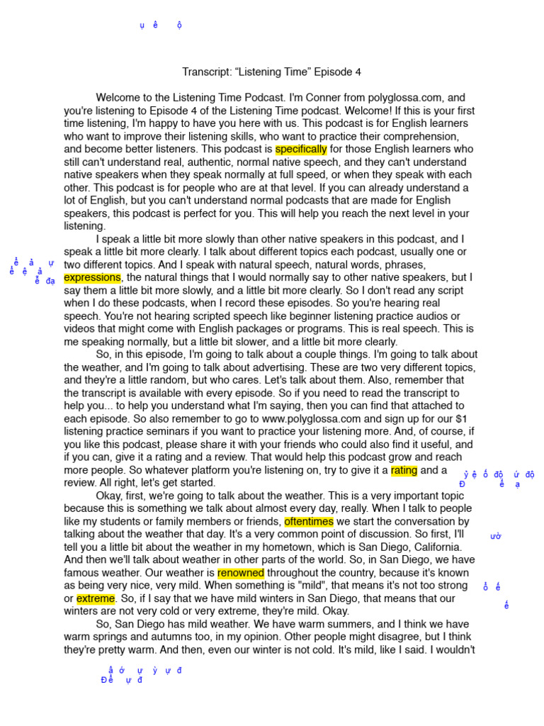 Episode 4 Transcript - Listening Time | PDF | Podcast