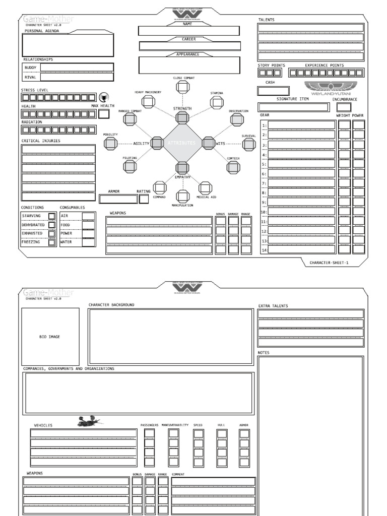 ALIEN Character-Sheet 2 0 | PDF