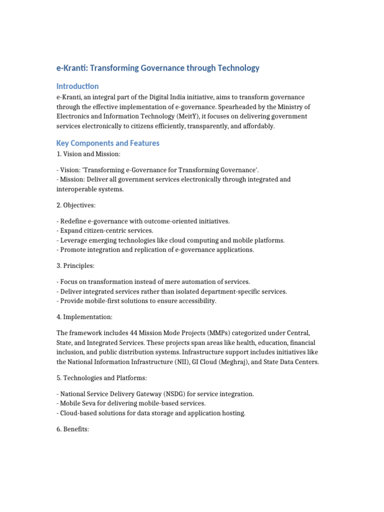 e Kranti Documentation | PDF | Cloud Computing | Governance