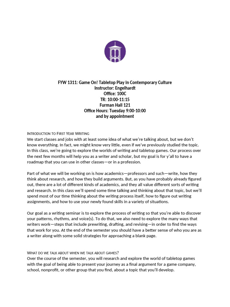 FYW 1311 Syllabus S 2023 | PDF | Harassment | Evidence