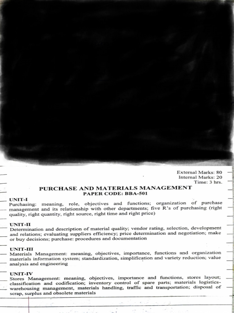 TRS Collage Bba 5th Sem Production and Material Management | PDF