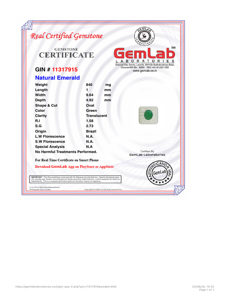 Emerald Certi Fu Cate | PDF