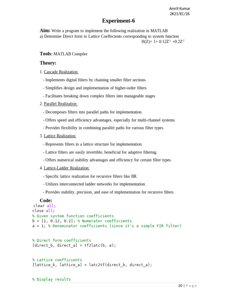 Amrit 6 | PDF | Algorithms | Signal Processing