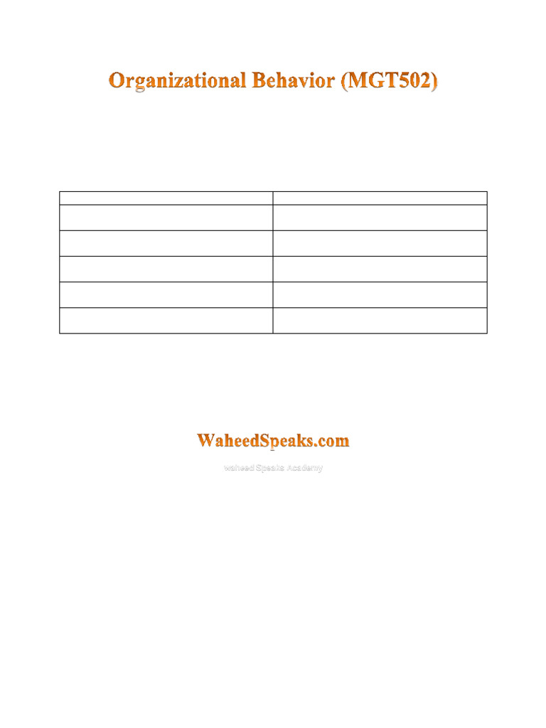 Assigmnet No. 1 (MGT502) Solution | PDF
