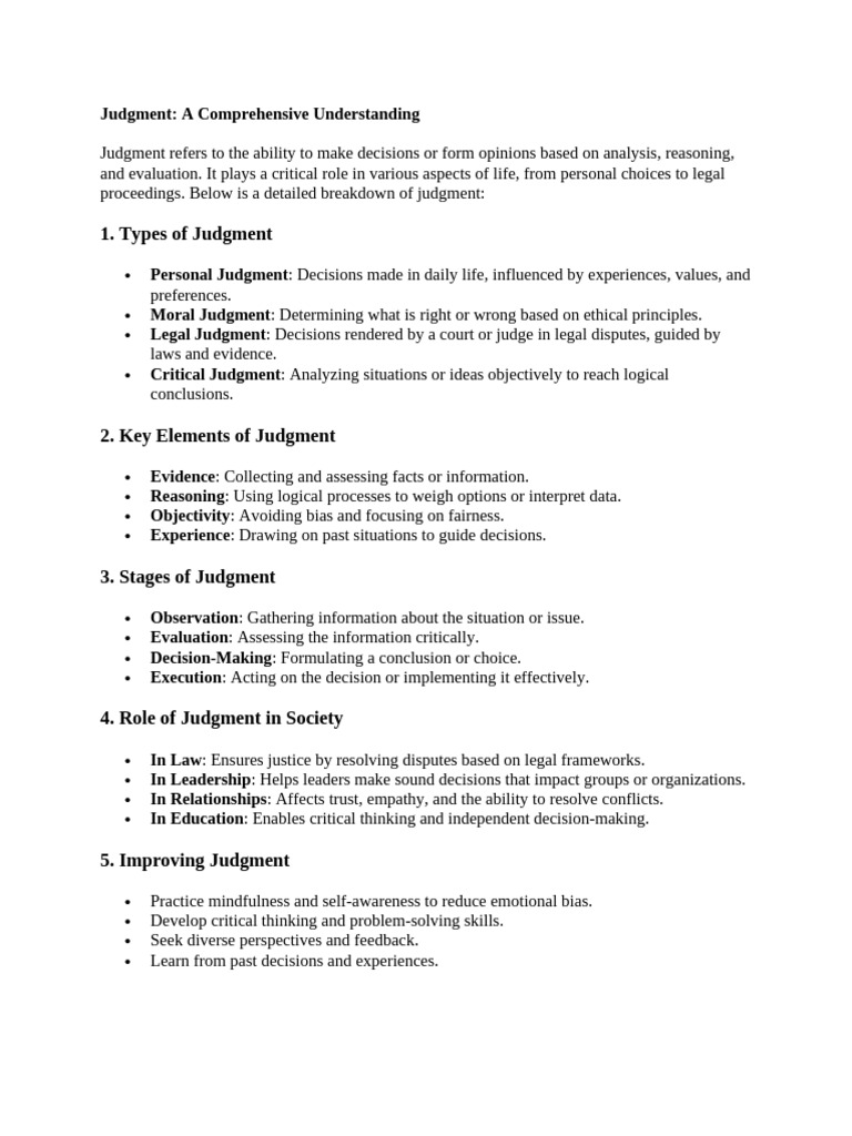 Types of Judgment: Judgment: A Comprehensive Understanding | PDF
