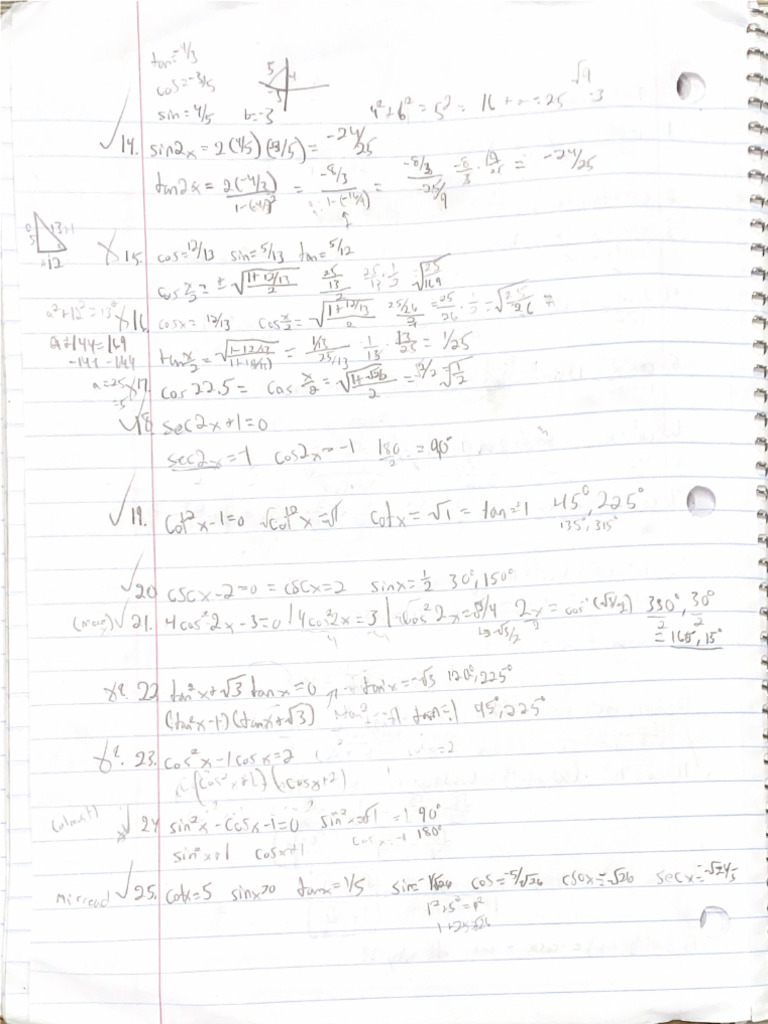 Trigonometry Homework (Again) | PDF