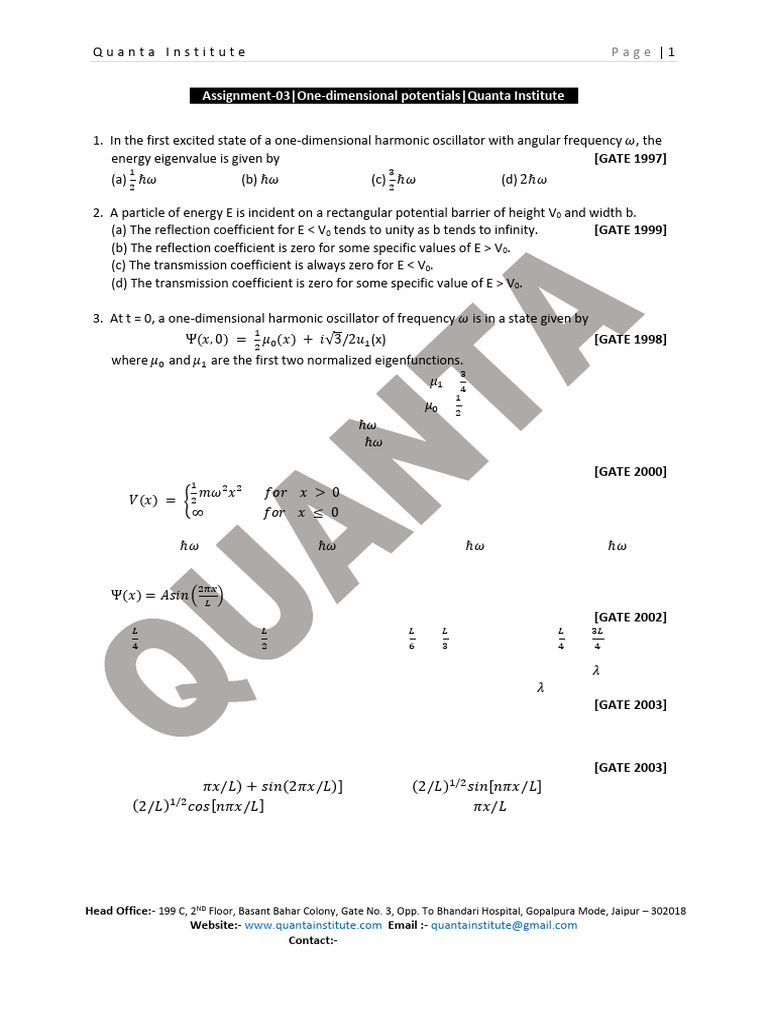 Qm Assignment 3 | PDF | Wave Function | Scientific Theories
