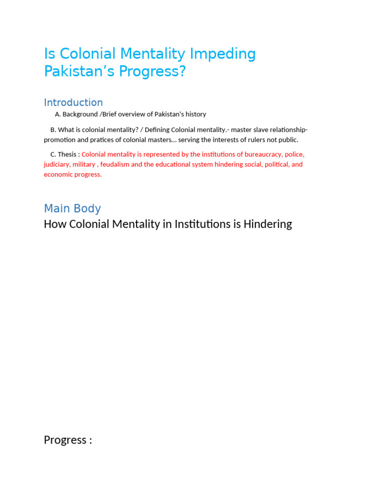 Is Colonial Mentality Impeding Pakistan | PDF | Bureaucracy | Political ...