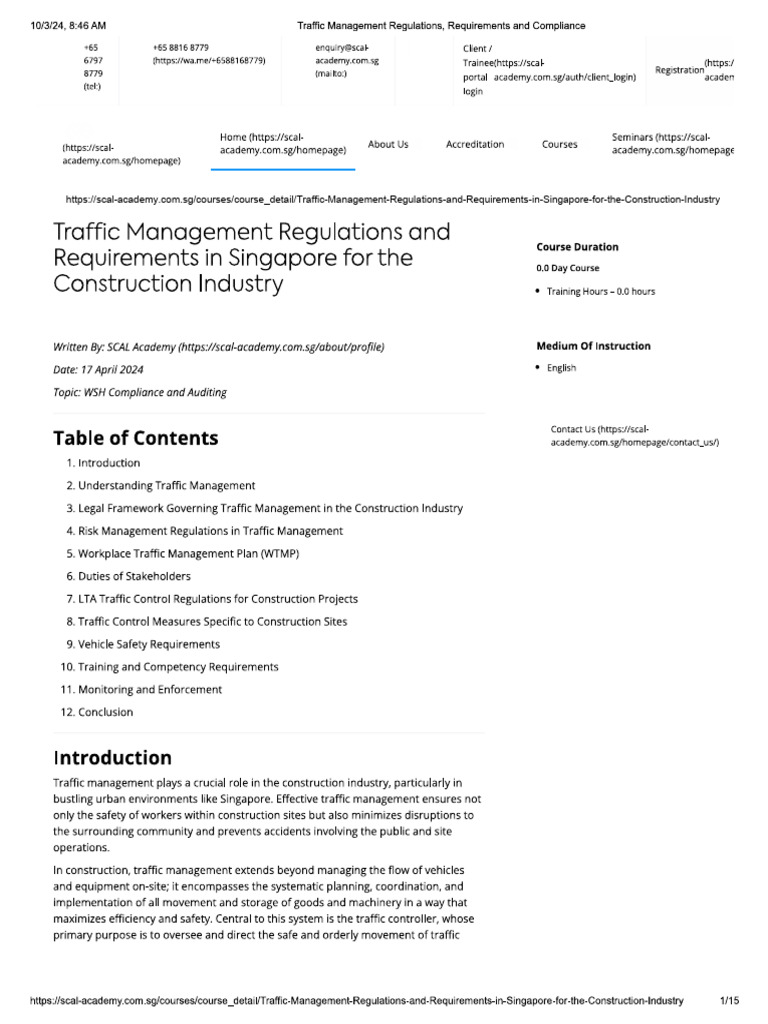 Traffic Management Regulations | PDF