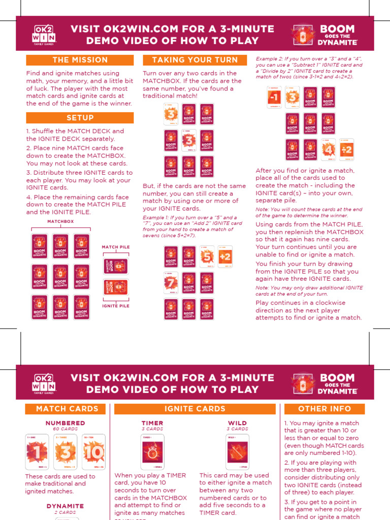 BOOM GOES THE DYNAMITE Card Game Official Rules | PDF | Consumer Goods ...