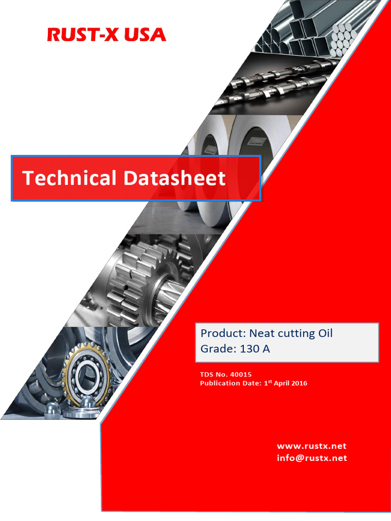 Neat Cutting Oil 130 A Technical Datasheet | PDF | Corrosion | Rust