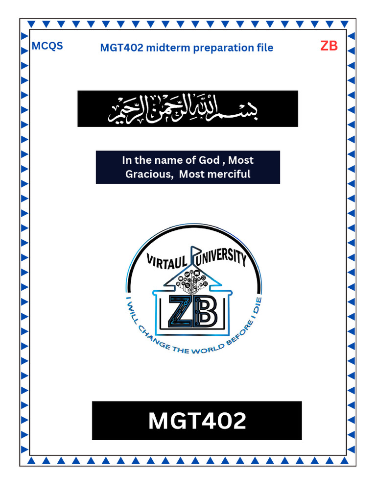 MGT402 Midterm Preparation File | PDF | Leadership | Business Economics
