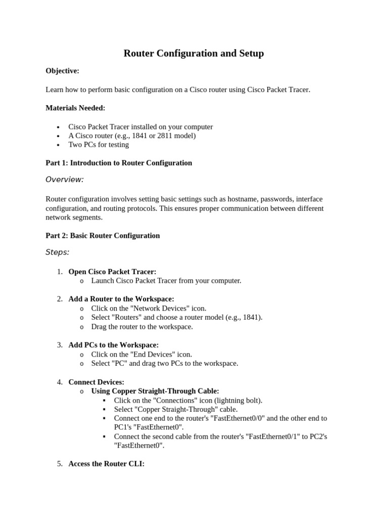 Router Configuration and Setup | PDF | Router (Computing) | Ip Address