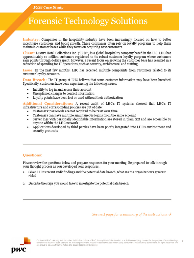 PWC Forensics Case Overview | PDF | Computing