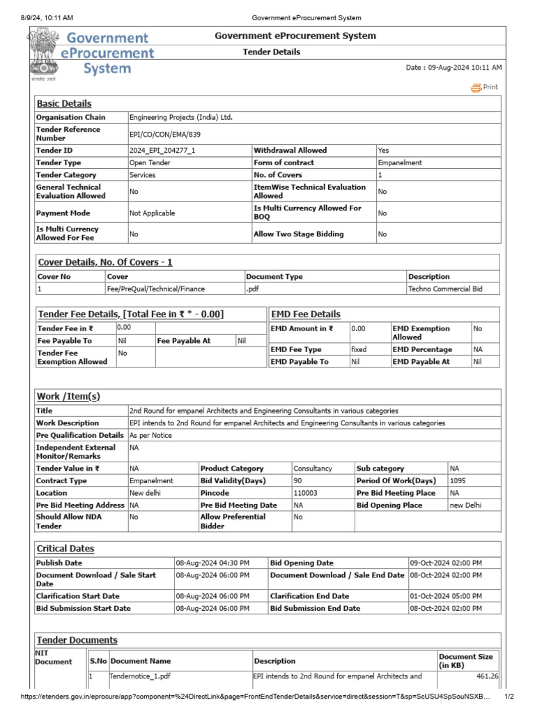 Data Sheet - Government Eprocurement System | PDF | Legal Tender | Business