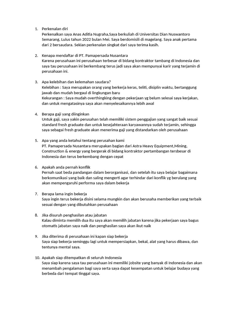 Interview Pama | PDF