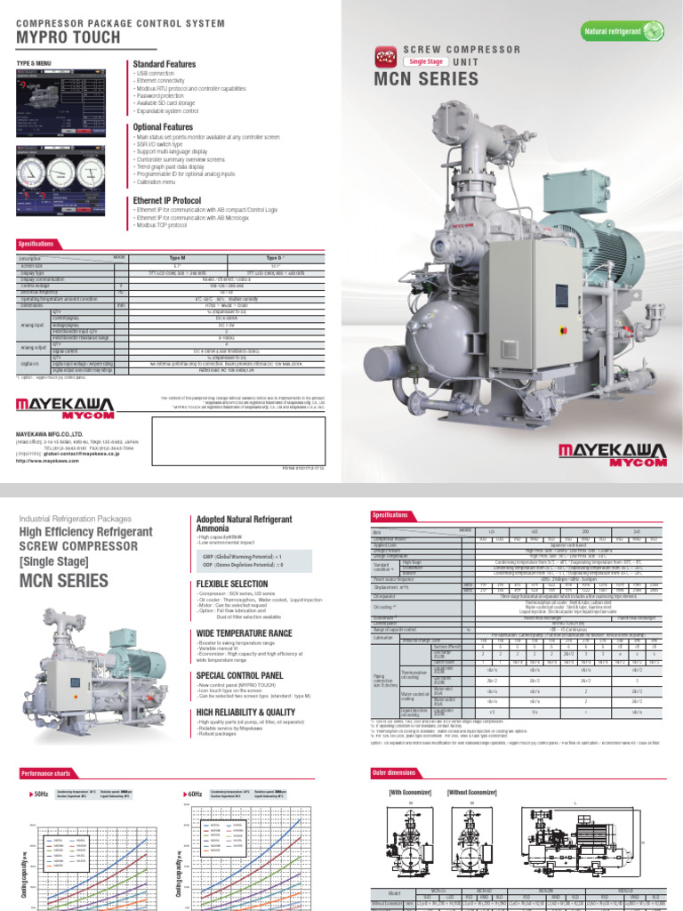 MCN Series Single Stage Screw Compressors | PDF | Usb | Electricity