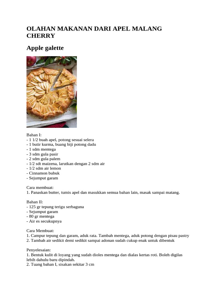 OLAHAN MAKANAN DARI APEL MALANG CHERRY & MANALAGI CHERRY | PDF