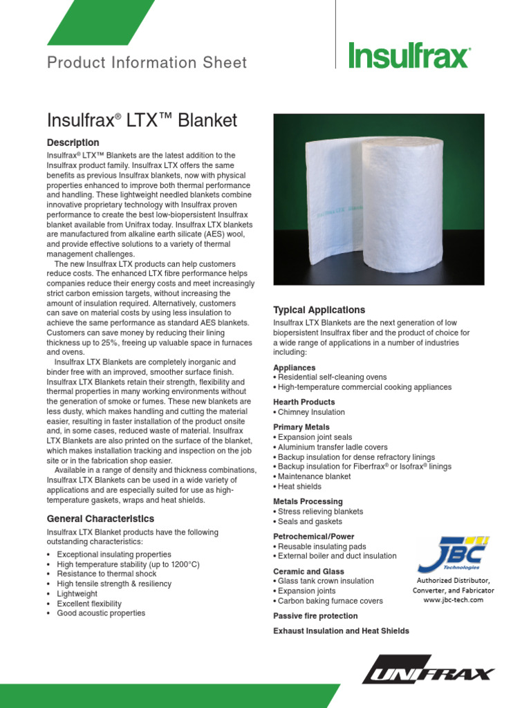 Unifrax Blanket | PDF | Thermal Insulation | Materials