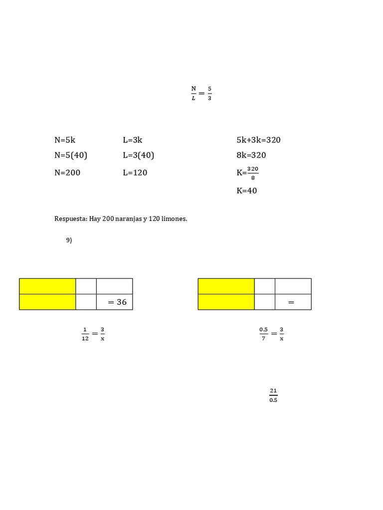 Ejercicio 8 y 9 Razón y Proporción | PDF