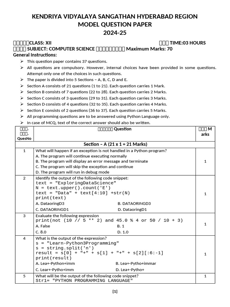 XII COMP SCI MQP 13 | PDF | String (Computer Science) | Computing