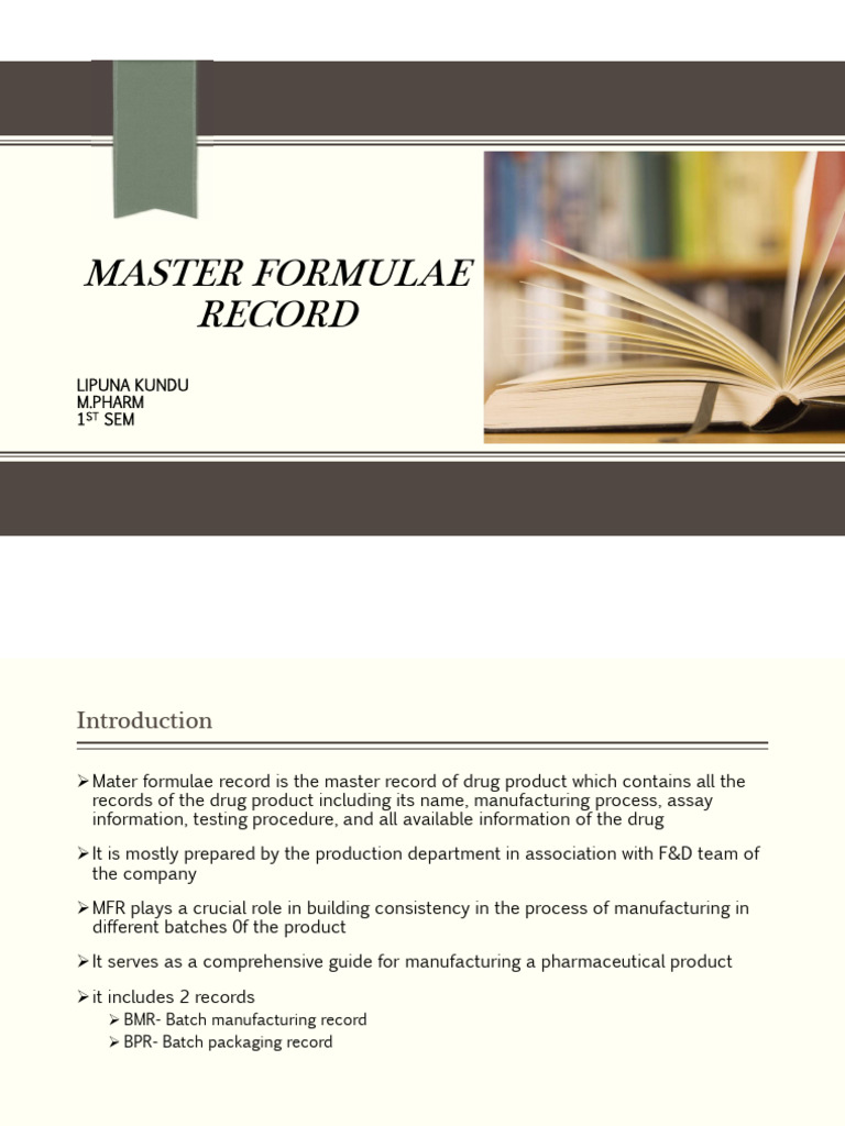 Master Formula Record Overview | PDF | Packaging And Labeling ...